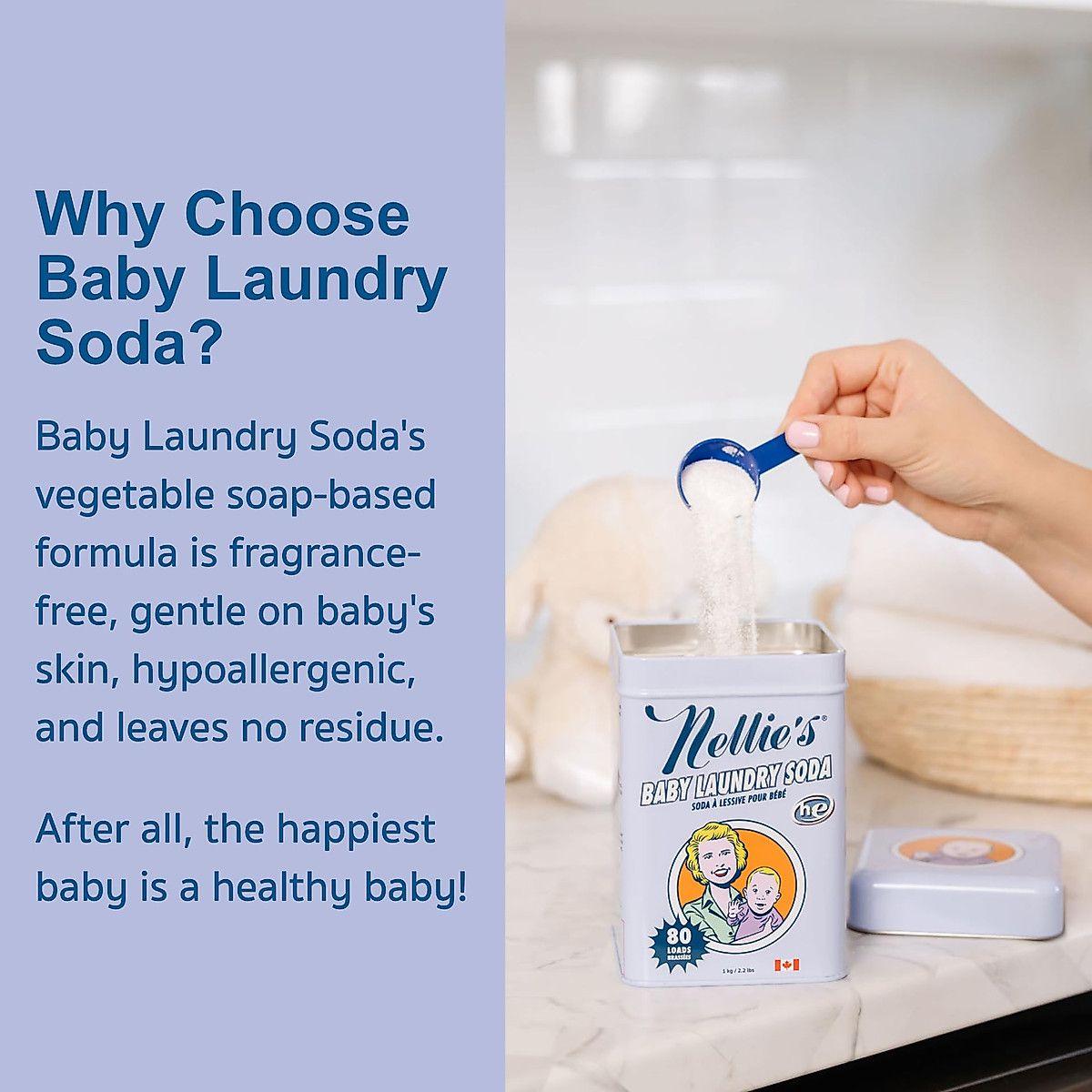 Nellie's Baby Laundry Soda - Hypoallergenic Powdered Laundry Detergent For Babies & Children - 1,110 Load