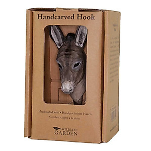 WILDLIFEGARDEN Hand-Carved Donkey Hook, Sturdy Wood Wall Hook with Artisanal Life-Like Figurine, Easy-to-Install, Designed in Sweden