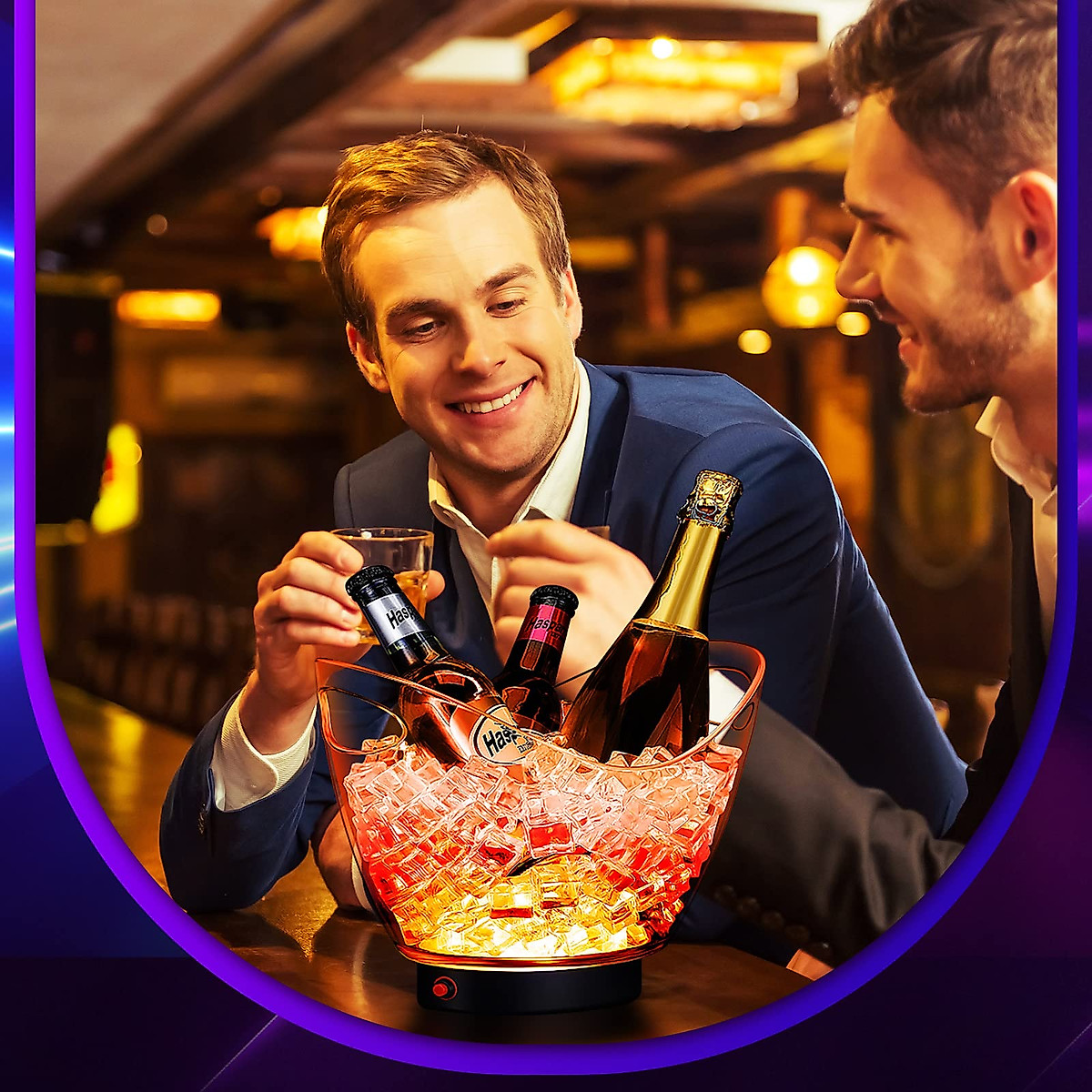 LED Ice Buckets 5L Clear Plastic Ice Bucket Large Capacity Light Ice Bucket RGB Colorful LED Cooler Bucket Champagne Wine Ice Beer Buckets with Lights for Party Home Bar Club (6 Pcs)