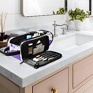 Yuiboo Large Capacity Travel Cosmetic Bag - Toiletry Bags for Women, with Makeup Brush Slots, Portable and Lightweight Design, Durable and Easy to Clean - Perfect for Travel and Daily Use.