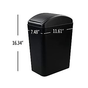 Xowine 4.2 Gallon Small Plastic Trash Can with Swing Lid, Garbage Can for Kitchen, Black