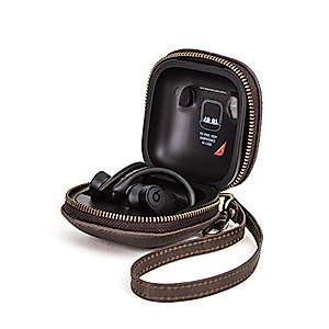 Hiram Powerbeats Pro Leather Case,Crazy Horse Leather Powerbeats Pro Case for Men and Women, Men's Leather Travel Case for Powerbeats Pro(Coffee)…