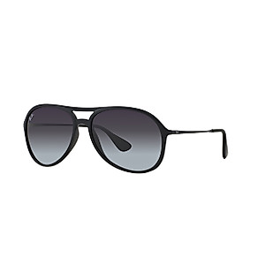 Ray-Ban Men's RB4201 Alex Square Sunglasses, Rubber Black/Light Grey Gradient Dark Grey, 59 mm