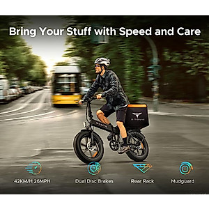 Bluehut ENGWE EP-2-PRO Folding Electric Bike for Adults 750W 25MPH 4h Fast Charge 48V 13AH Removable Battery with 20"*4.0" Fat Tire 7 Speeds Ebikes for Commuting, Off Road, Black (US Warehouse)