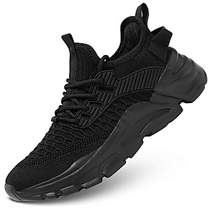 Women's Running Shoes Non Slip Shoes Breathable Lightweight Fashion Sneakers Slip Resistant Athletic Sports Walking Gym Work Shoes Black