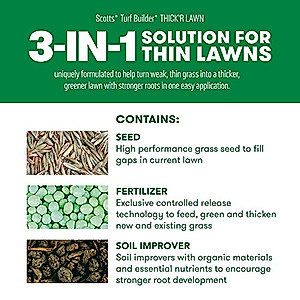 Scotts Turf Builder Thick'R Lawn Grass Seed, Fertilizer and Soil Improver Tall Fescue Mix, 40 lbs.
