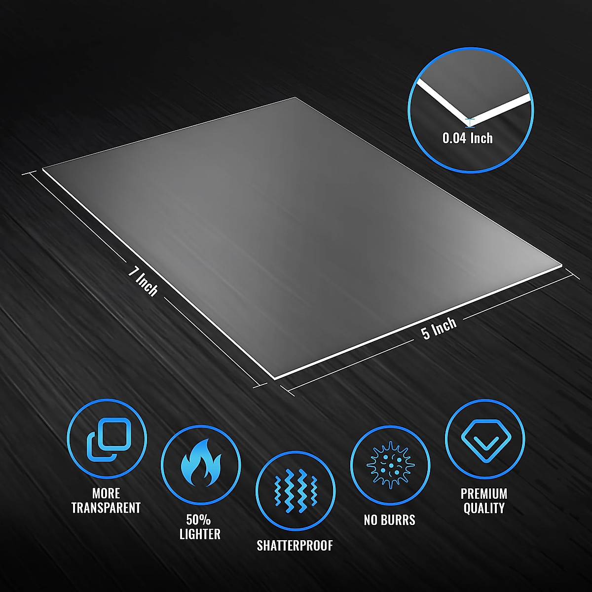 Langaelex 6 Pack of Acrylic Sheets 5x7" - 0.043" Thick Clear Extruded Plexiglass Sheets for Crafts, Picture Frame, Projects Display & DIY
