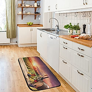 Red Wine Grapes Kitchen Rugs Anti Fatigue Memory Foam Floor Mat Non-Skip Cushioned Absorbent Kitchen Runner Rug for Entryway Hallway Farmhouse Bathroom Dining Room 39x20 Inch