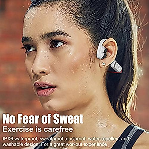 Air Conduction Headphones, Open Ear Wireless Bluetooth 5.3 Earphones with Mic, IPX6 Waterproof Sweatproof Lightweight Sports Headset for Running, Cycling, Driving, Workout, Hiking, Walking (Black)