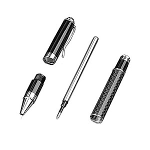 Business Ballpoint Pens Writing Set - Carbon Fiber Gel Pens Business Retractable Ballpoint Pen Smooth Writing Black Ink for Personal Signature, Office, Calligraphy, Executive Business Use-Pack of 2