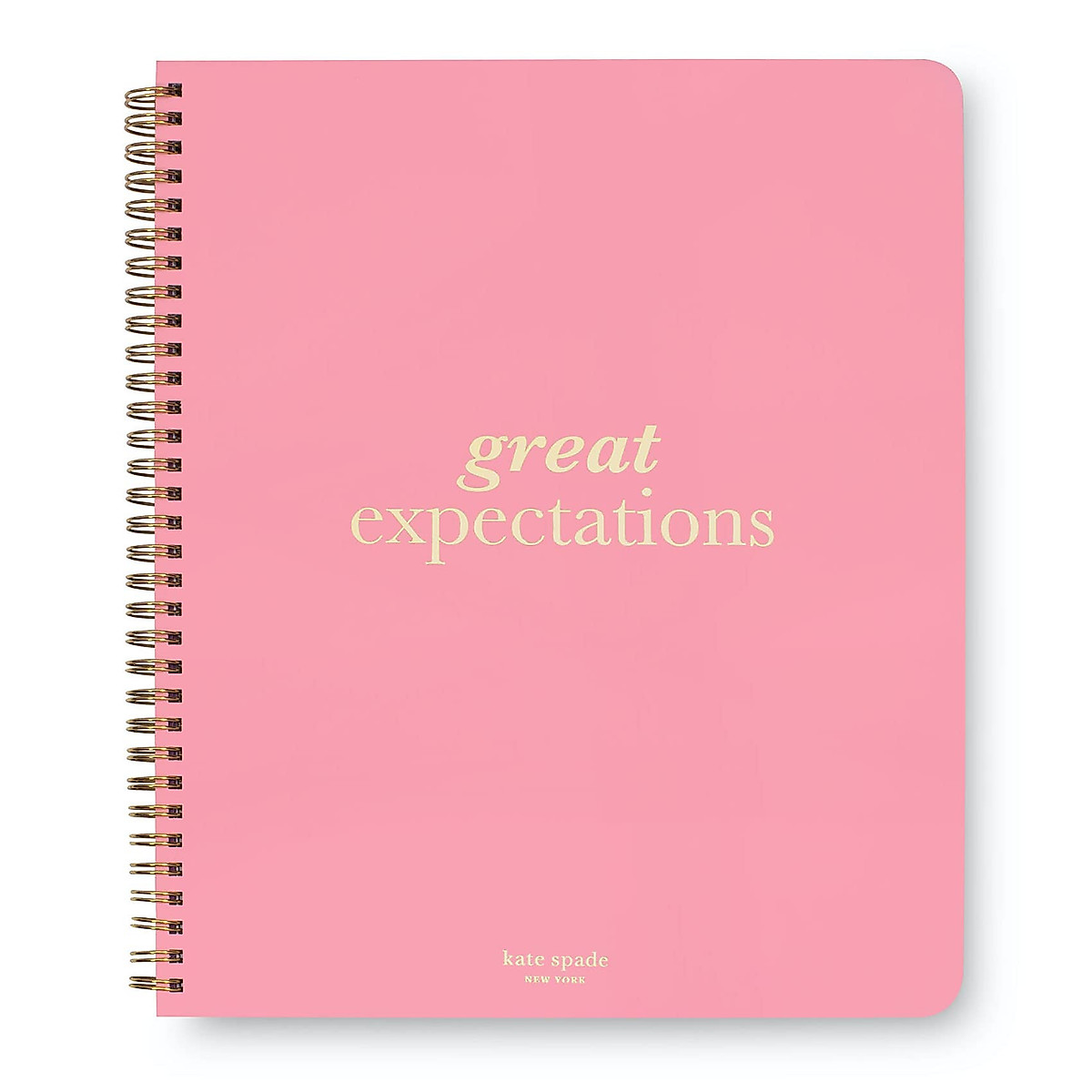 Kate Spade New York Large College Ruled Notebook, 11" x 9.5" Pink Spiral Notebook with 160 Pages, Great Expectations