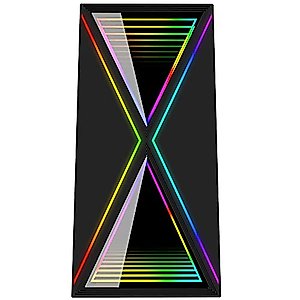 Bgears b-BlackWidow-RGB Black Gaming PC ATX case, Special Ripple effect Front Panel, Tempered Glass side. 2 x USB3.0, 3 x PWM 120mm ARGB Fans, Fan Controller with Remote, Support up to EATX board