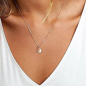 Turandoss Layered Necklaces for Women, 14K Rose Gold