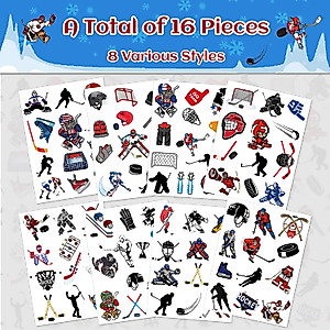 192pcs Ice Hockey Temporary Tattoos Ice Hockey Themed Birthday Party Favors Decorations Supplies for Kids Gifts Classroom School Prizes