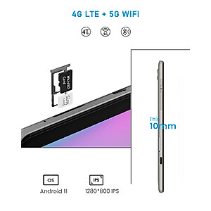 Tablet 10.1 inch Android 4G LTE Phone Tablet with 3GB RAM & 32GB Storage, 5MP & 8MP Cameras, Quad core 2.0GHz, Dual SIM Cards Slot, 6000mAh, Metal Body, T10 Pro Tablet…