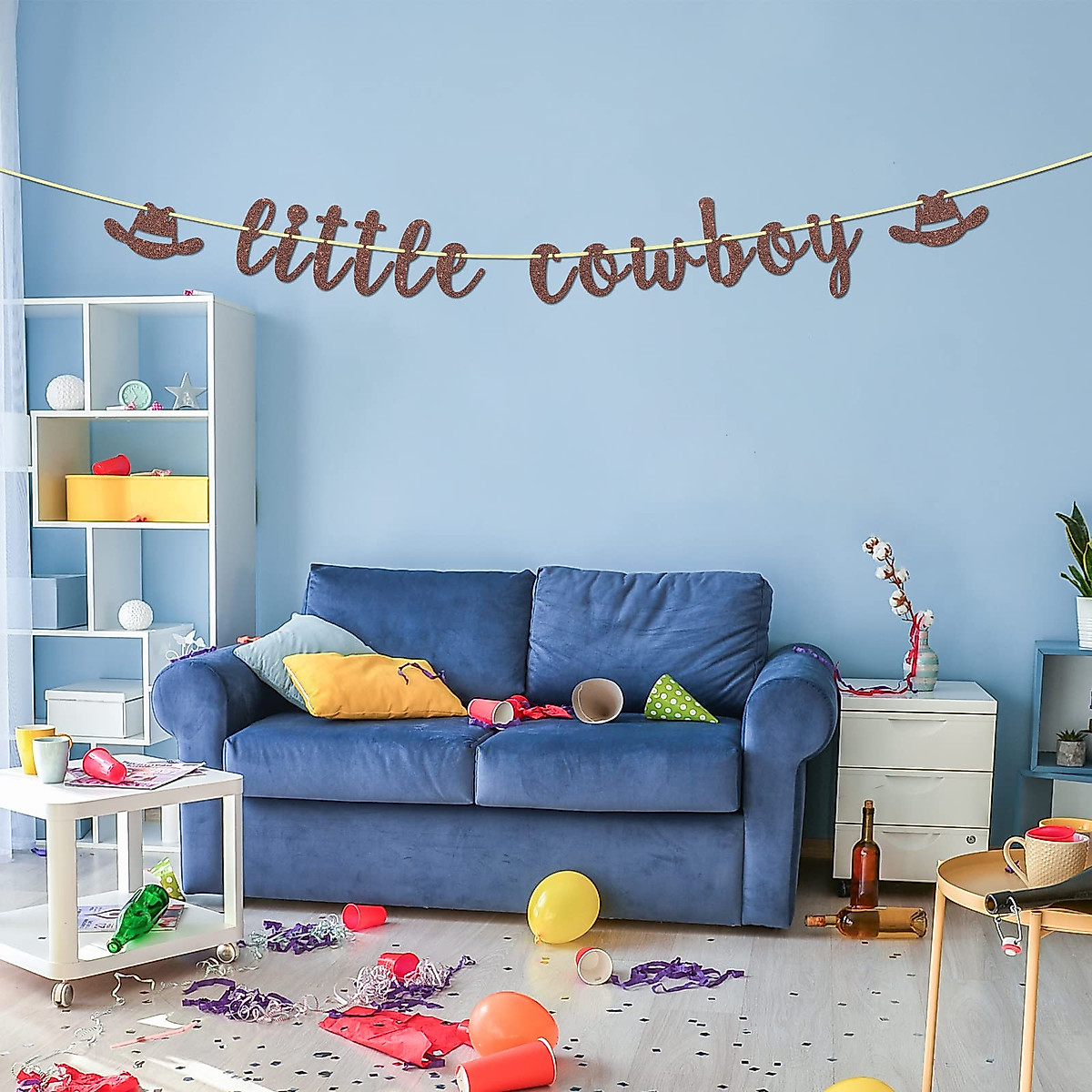 Lingtoolator Little Cowboy Banner - Western Cowboy Banner for Little Boy Birthday, Baby Shower / Gender Reveal / Boy Birthday Party Decorations