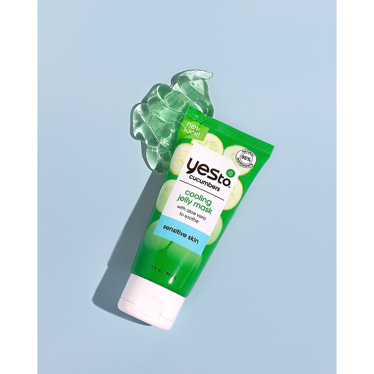 Yes To Cucumber Cooling Jelly Mask, Hydrating Bouncy Lightweight Gel Mask That Leaves Skin Feeling Cool, Soothed & Refreshed, With Cucumber Extract & Antioxidants Natural Vegan & Cruelty Free, 3 Fl Oz