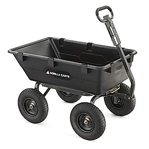 Gorilla Carts GOR6PS Poly Yard Dump Cart, Heavy-Duty Convertible 2-in-1 Handle, 1-(Pack), Black