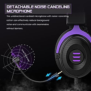 EKSA E900 Headset with Microphone for PC, PS4,PS5, Xbox - Detachable Noise Canceling Mic, 3D Surround Sound, Comfort Sturdy, Wired Headphone for Gaming, Computer, Laptop, Switch, Handheld (3.5MM Jack)
