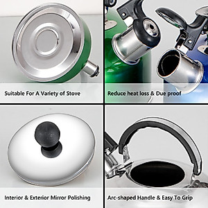 Whistling Stovetop Tea Kettle, Food Grade Stainless Steel Teapot With Cool Touch Ergonomic Handle, Portable Camping Kettle, Hot Water Kettle, Hot Water Fast To Boil, 3 Quart (Red)