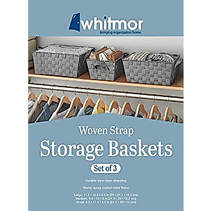 Whitmor Woven Strap Storage Baskets S/3-Gray