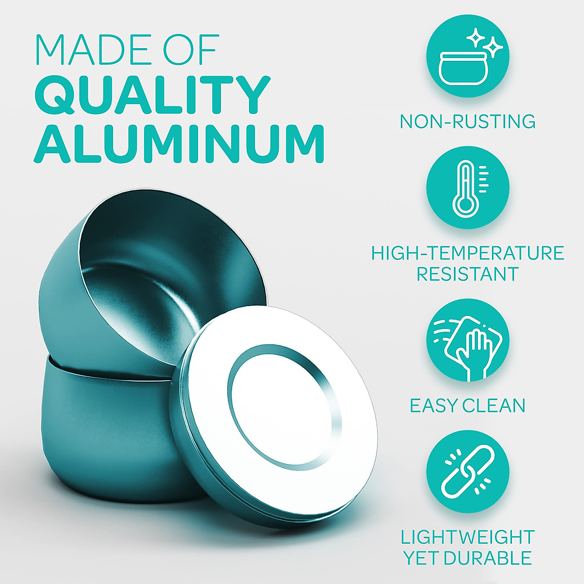 Hearts & Crafts Containers with Lids for Candles - 24-Pack of Teal Candle Tins 8 oz for Candle Making, Storage, and Organizing Small Essentials - Empty Jars for DIY Crafts and Gifts