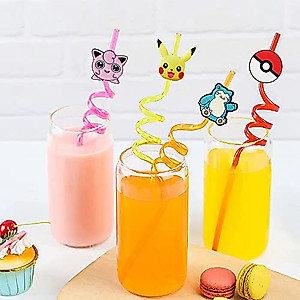 28Pcs Game Party Favors Reusable Drinking Straws, 14 Designs Cartoon Birthday Party Supplies
