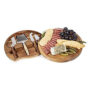 TOSCANA - a Picnic Time brand Circo Cheese Board and Knife Set - Charcuterie Board Set - Wood Cutting Board, (Acacia Wood)