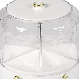 BuYouZaiLaa 6 Grids Grain Dispenser Rotatable Sealed Rice Food Dispenser Storage Bucket for Coffee Beans Dog Food Grains Dispenser White