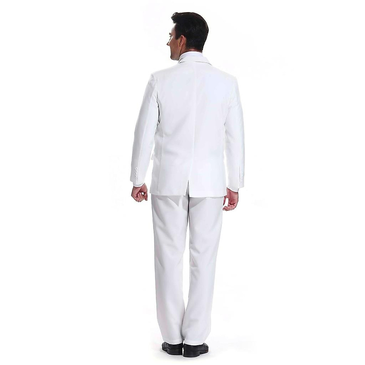 U LOOK UGLY TODAY Men's Party Suit Solid Color Prom Suit for Themed Party Events Clubbing Jacket with Tie Pants White X-Large