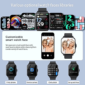 ANDFZ Smart Watch(Receive & Dial), 2023 Newest 1.85" TFT HD Full Touch Screen, Smart Watch for Men Women, SmartWatchs with Health Tracker/Fitness Tracker/Call/Text/AI Voice Assistant