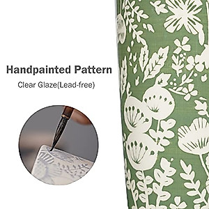 Taimei Teatime Ceramic Tea Cup with Infuser and Lid, 17 oz Tea Infusion Mug with Large Strainer for Loose Leaf Tea,Green