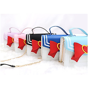 PROCOS Women's Handbags Kawaii Sailor Cosplay Pu Leather Purse Moon Bow Chain Crossbody Shoulder Bags Messenger Satchel Tote