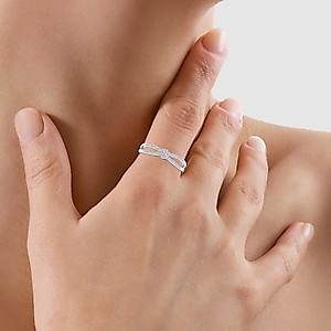 Angara Natural 0.17 Ct Diamond Infinity Ring for Women in 14K White Gold (Color : K | Clarity : I3) | April Birthstone, Birthday, Engagement, Anniversary Jewelry Gift For Women
