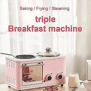 CZDYUF 3 in 1 Electric Home Breakfast Machine Mini Bread Toaster Oven Omelette Frying Pan Hot Pot Food Steam Boiler