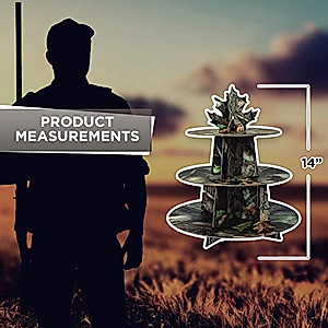 Havercamp Next Camo Party Cupcake Stand | 1 Count | Great for Hunter Themed Party, Camouflage Motif, Birthday Event, Graduation Party, Father's Day Celebration