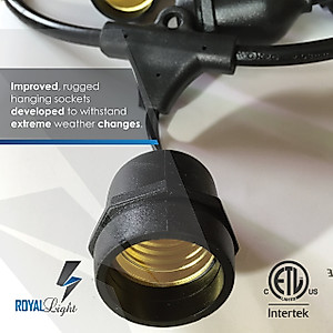 RZSAIDA Light Outdoor String Lights 48 ft Thick Bulb with Hanging Sockets Weatherproof Commercial Grade Bistro Backyard Market Patio Cafe Porch Garden Deck Gazebo Pergola Balcony Exterior Strand