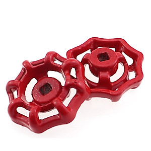 Caishun 2PCS Outdoor Faucet Handle 45MM Red Valve Handwheel Round Square Hole Shutoff Valve Water Switch Cast Iron Tap Handle Swivel Gate Valve Metal Outdoor Faucet Handle