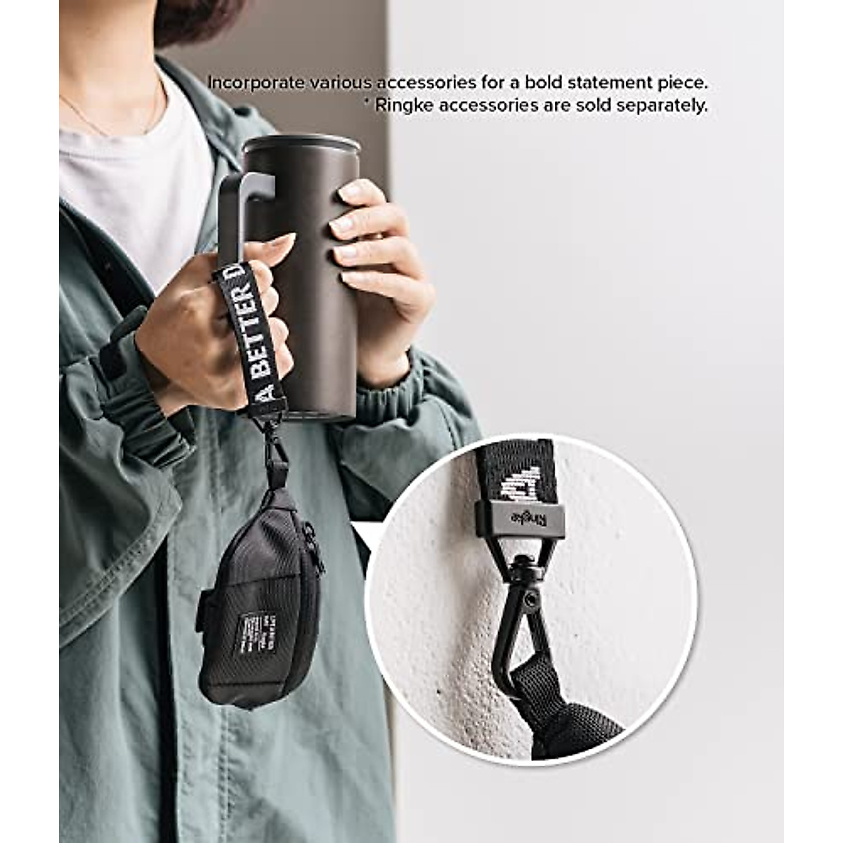 Ringke Mini Pouch Sling Bag Compatible with AirPods Pro Case and AirPods 3rd, 2nd, 1st Generation Case, Galaxy Buds Pouch, Universal Wireless Ear Buds Cover with Keychain for Women, Men - Black