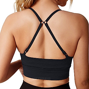 YEOREO Sports Bra Workout Tank Tops Crop Tops Criss-Cross Back Padded Yoga Bra