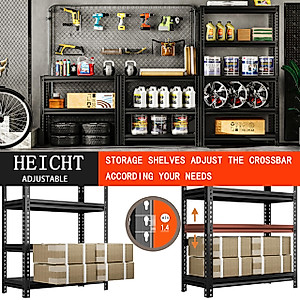 POOUPHV 72" H Garage Shelving Heavy Duty Storage Shelves Loads 2000LBS,Adjustable 5 Tier Garage Storage Shelves Rack Shelf for Basement, Pantry, Warehouse, Kitchen, 72" H x 31.5" W x 15.7" D, Black