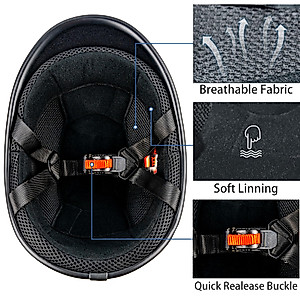 Yesmotor Motorcycle Helmet Half Shell Hawk Style Helmets Compact Lightweight Open Face for Motorcycle Street Bike Cruiser Moped - DOT Approved (Matte Black,L)