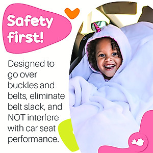 Birdy Boutique Car Seat Poncho for Kids – Safe to Use Over Seat Belts – Reversible Warm and Cozy Blanket – Easy on Easy Off and Doesn’t Impact Car Seat Performance – Unicorn – One Size