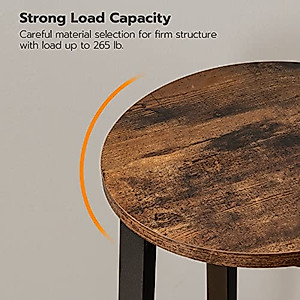 HOOBRO Bar Stools Set of 2, Counter Height Bar Stools, 25.8" Bar Stools for Kitchen Island, Industrial Kitchen Bar Chairs, for Dining Room, Kitchen, Bar, Rustic Brown and Black BF07BY01G1