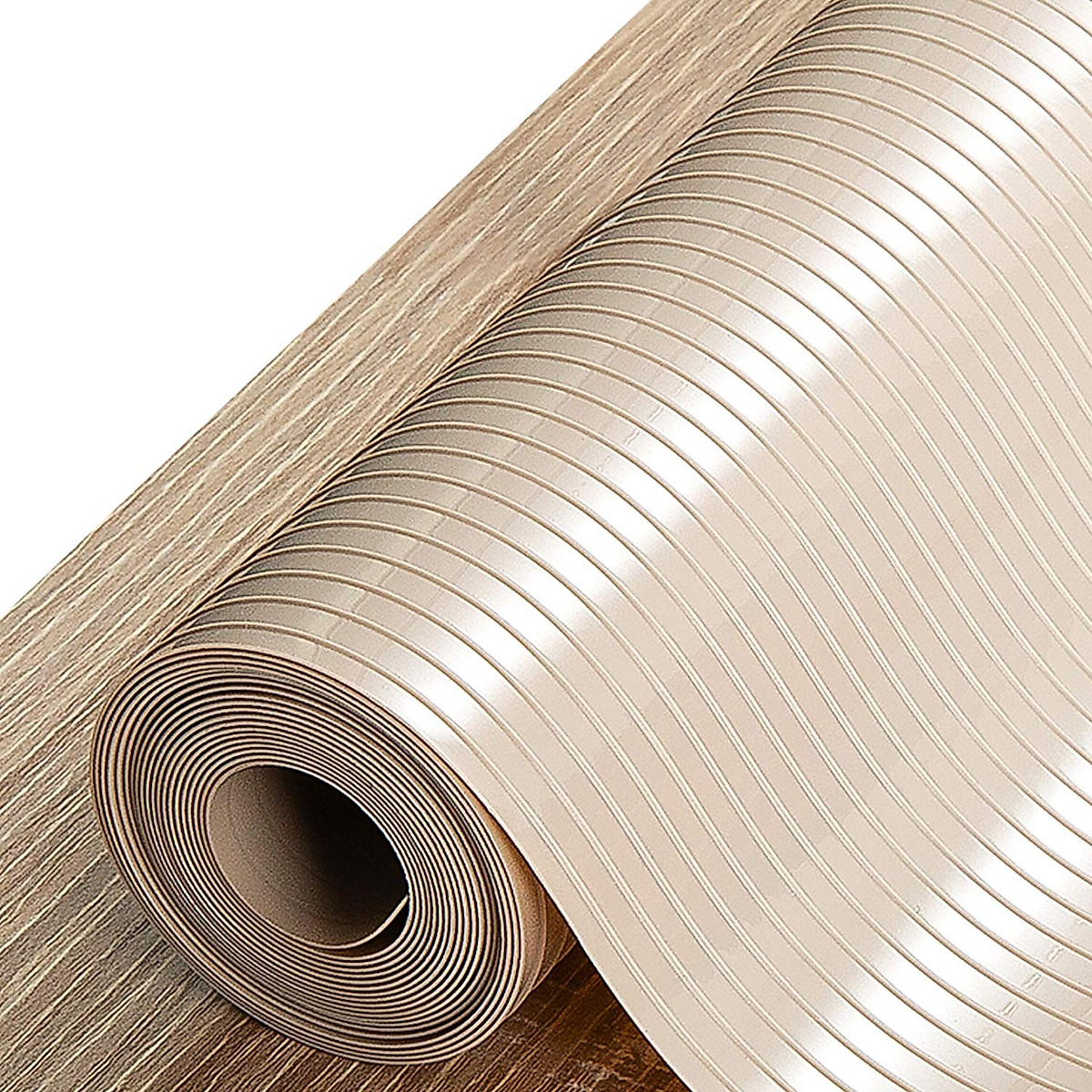 SinhRinh Drawer and Shelf Liner, 12IN x 10FT Non Slip Non Adhesive Cabinet Liner for Kitchen and Desk - Beige Ribbed