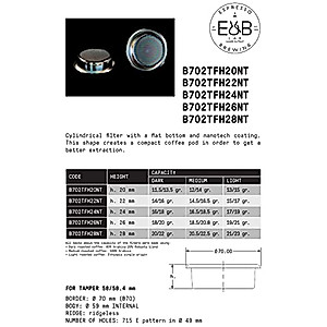 E&B Lab, by IMS Nanoquartz Precision Basket with largest filtration area of 715 holes. 22 gram. B702TFH28NT (22)