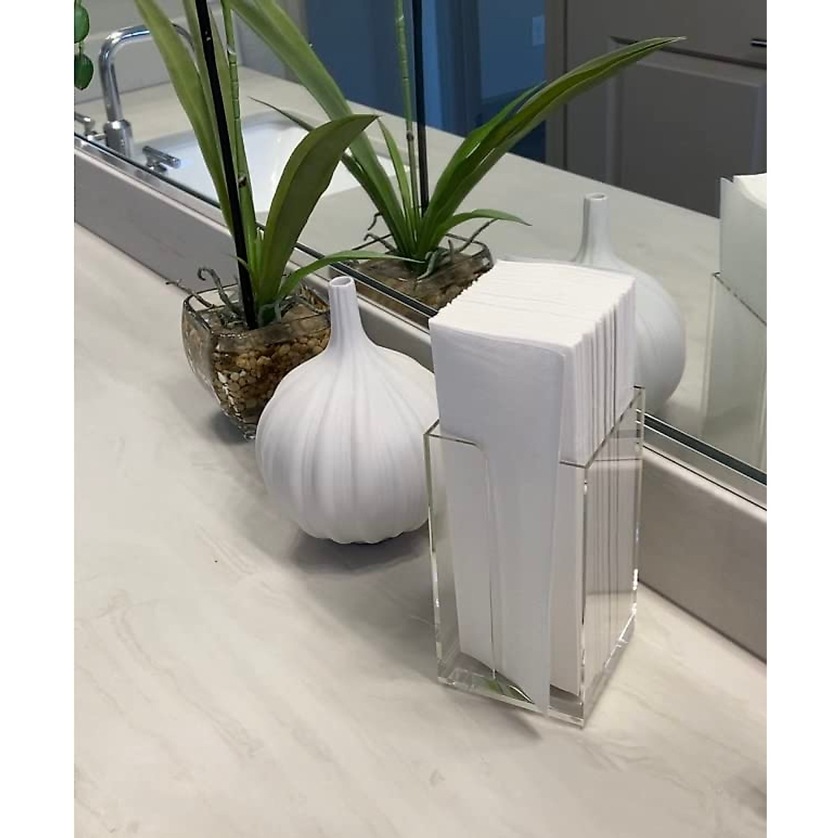 Countertop Acrylic Paper Towel Holder Modern Vertical Compact Dispenser Multi fold Elegant Space Saving