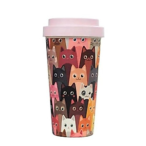 Vacucraft Bamboo Fiber Coffee & Tea Cup Animal Collection SET of 4 Cat (Red)