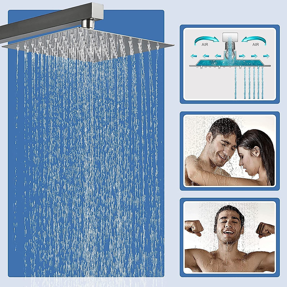 Ackwave Shower Faucet Set Brushed Nickel Shower System with 12 Inches Rain Shower Head and Handheld Sprayer Wall Mounted Shower Fixture Set with Brass Shower Valve