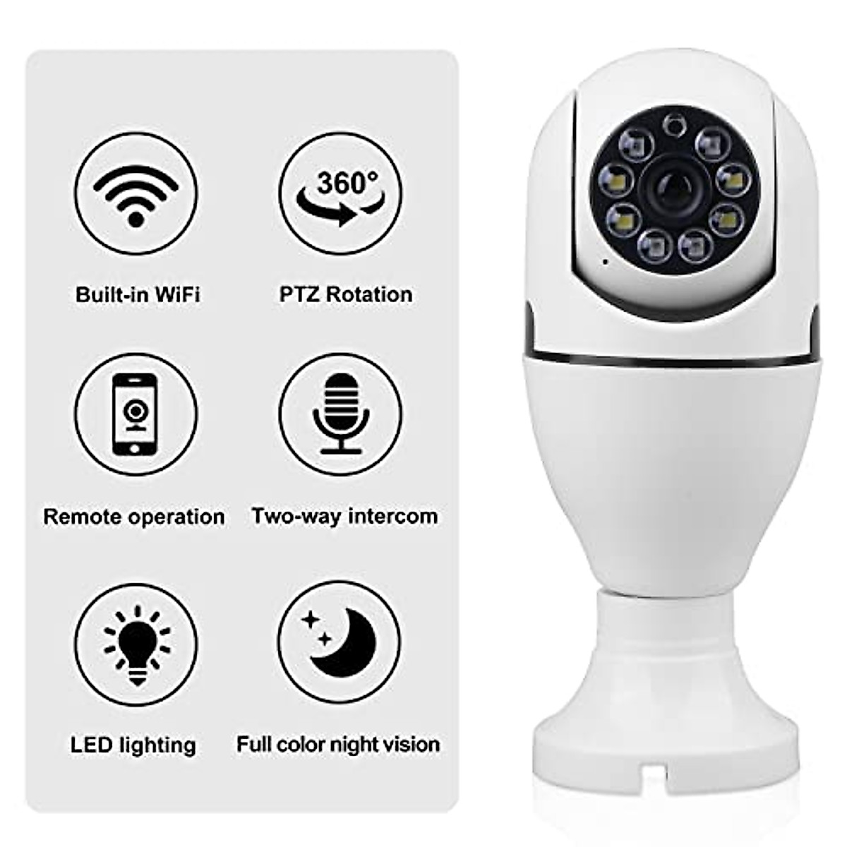 Light Bulb Security Camera: 360 Degree Light Bulb Cam, Wireless Light Bulb Security Camera Wireless WiFi Light Bulb 1080P Light Socket Security Cameras Outdoor Home Security Smart Motion Detection